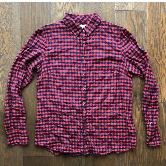 J. Crew | Tops | Jcrew Boy Plaid Button Down Shirt Sz 8 | Poshmark